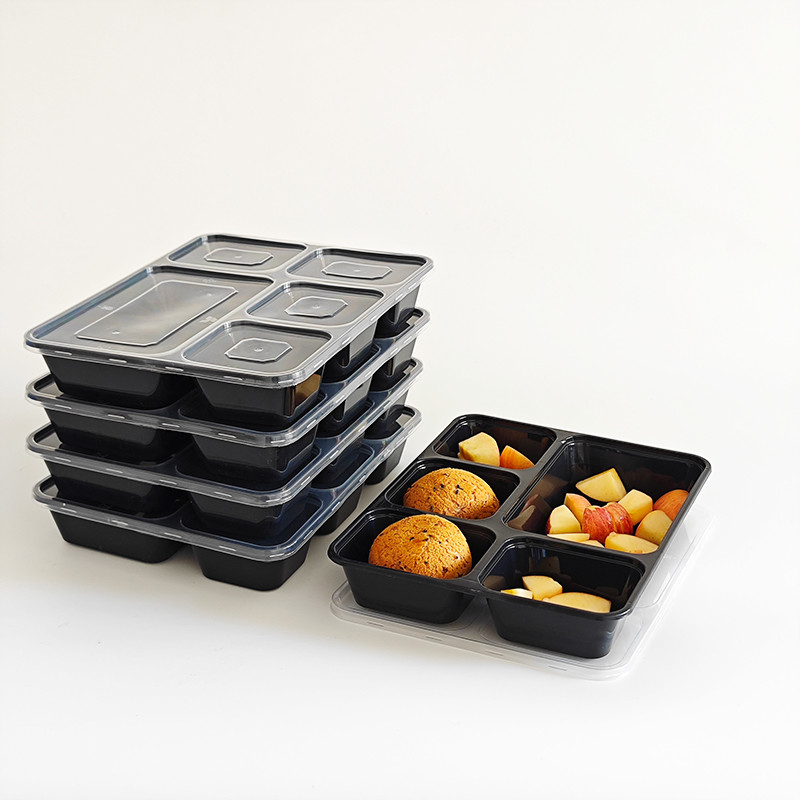 5 Compartment Rectangular Plastic Take Away Containers With Dividers ...