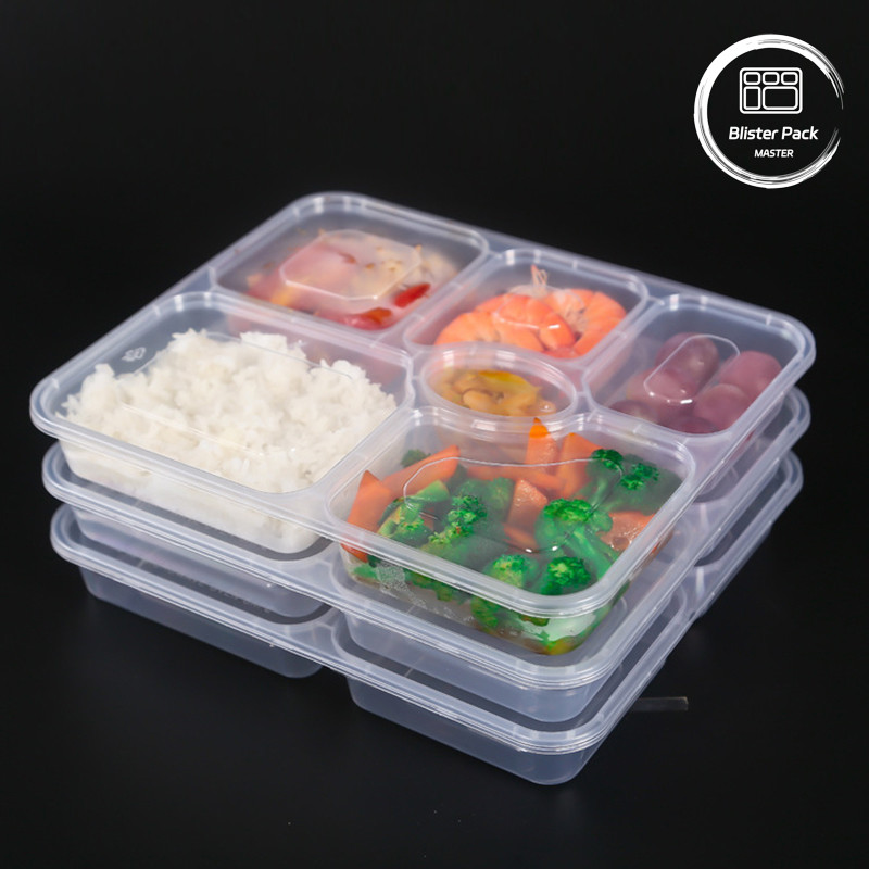 Transparent Plastic Meal Prep 6 Compartment Disposable Bento Box For ...